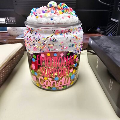 Personalized Funny Glass Candy Jar for Emotional Support, Custom Office ...