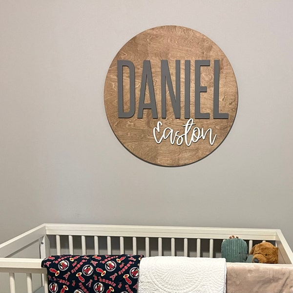 Customized Baby Name Sign, 12-36 Inch, Baby Shower, Round Plaque ...