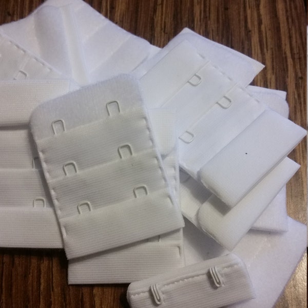 12 Sets White 2 Hook and Eye Bra Closures 1.5" X 2" for Bra Making and ...