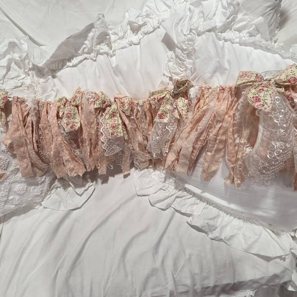 Garland-shabby French Farmhouse Cottage Pink Rose Lace Garlands,french ...