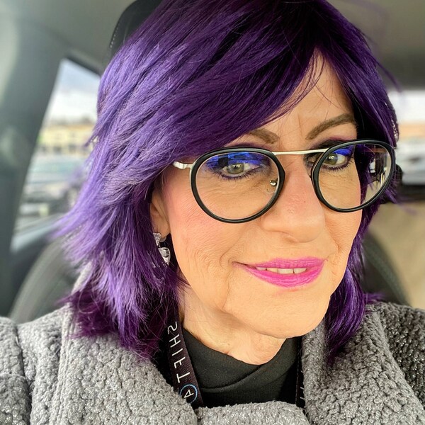 12 Inch Purple Shag Style Straight and Layered With Bangs Anime Costume ...