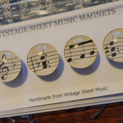 BEST SELLER Vintage Sheet Music Magnets, Push Pins. Fridge Magnet Set ...