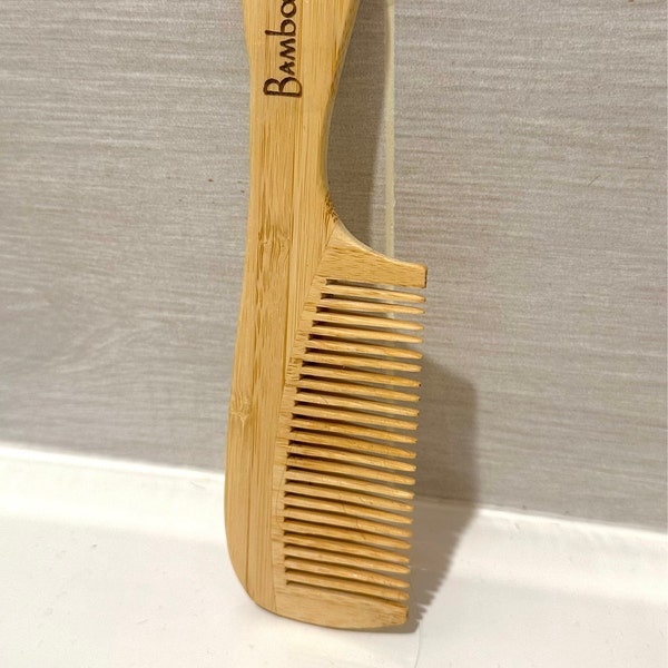 Bamboo Hair Comb With Handle: Eco-friendly Detangling - Etsy