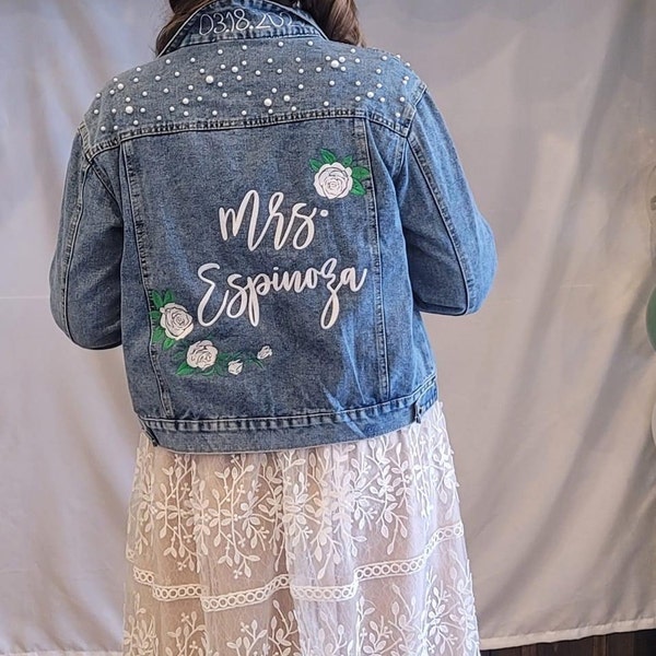 Embroidered Bride Denim Jacket / Bride Jean Jacket / Custom Denim ...