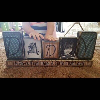 Daddy Photo Block, Customized Daddy Sign Word Blocks With Pictures, Dad ...