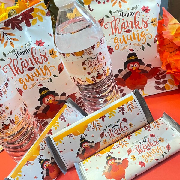 Thanksgiving Chip Bags Printable INSTANT DOWNLOAD , Snack Bag, Pumpkin ...