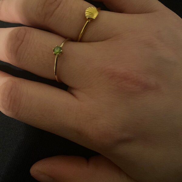 Waterproof - Seashell Ring - 18k Gold Vermeil Ring - Minimalist Ring ...