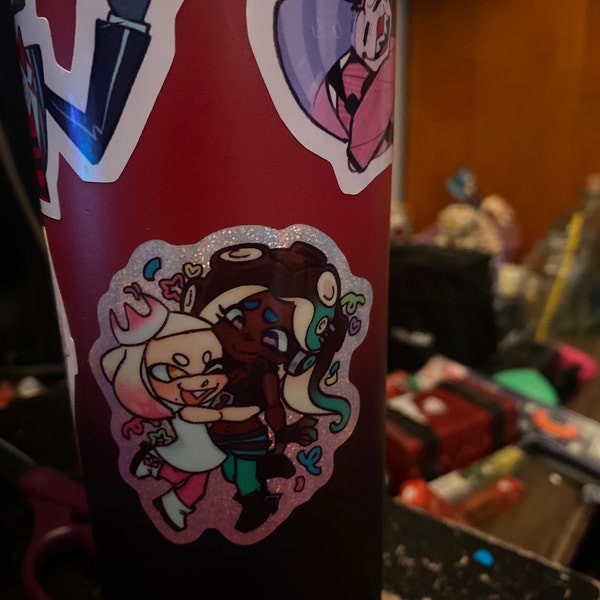 Pearl and Marina | Splatoon 2” Glitter Holographic Sticker - Etsy
