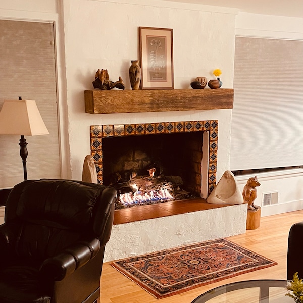 Rustic Floating Mantel Shelf: Hand Hewn Barn Beam Look, Custom Size - Etsy