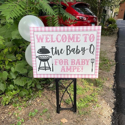 Baby Q Baby Shower Sign, Barbeque Baby Shower Yard Sign, Baby-q Welcome ...