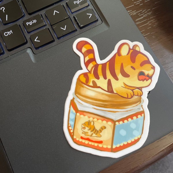 Vinyl Sticker Tiger Cub Jar - Etsy