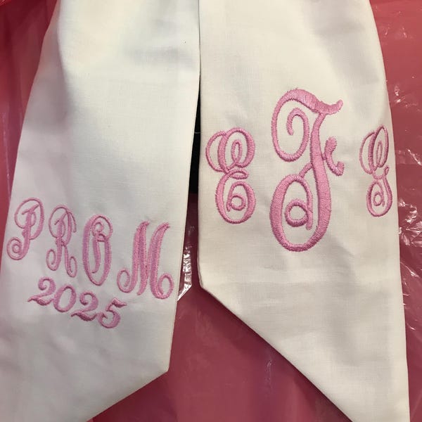 Hoco Blue Custom Embroidered Bouquet Wrap Sash Bow Prom Bouquet Sash ...