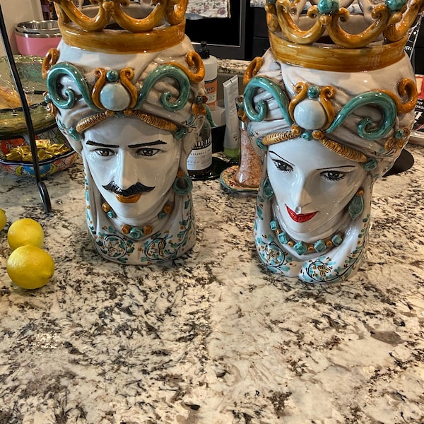 Sicilian Heads Vase - Moorish Head, Made in Italy Caltagirone Moorish ...