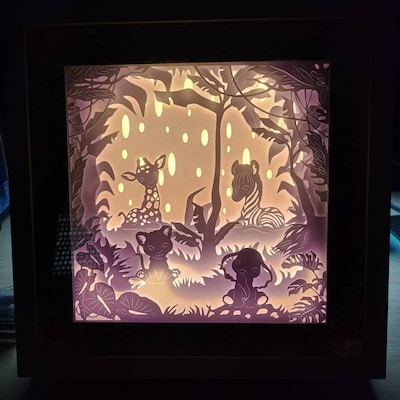 Forest Animals Lightbox SVG, Paper Cut Template Ai, Dinos Baby Shadow ...