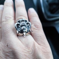 Motorhead Ring, Sterling Silver Warpig Ring, Skull Ring, Biker Ring ...