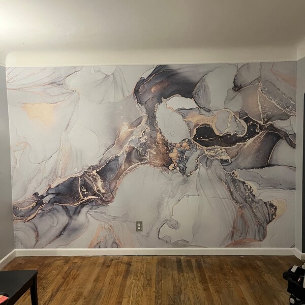 Abstract Wallpaper Fluid Wall Mural Painting Peel and Stick Art Wall ...