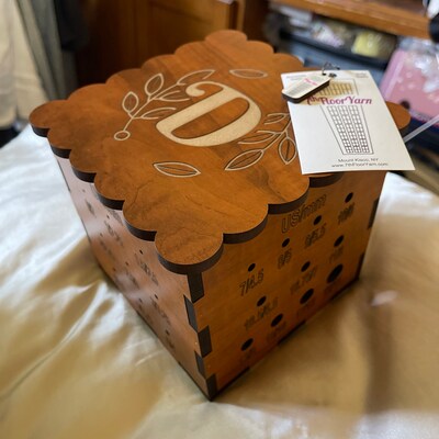 UNIQUE YARN BOX bowl Hand Crafted Needle Sizer, Ruler, Smooth Hook to ...