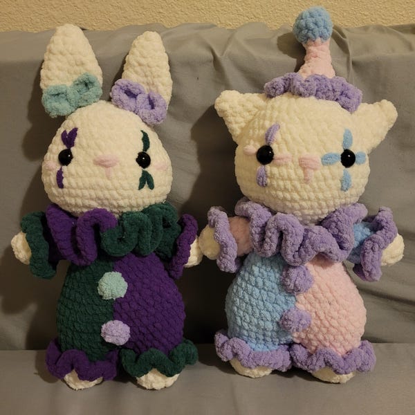 Crochet Jester Kitty and Bunny Pattern. Crochet Jester Bunny. Crochet ...