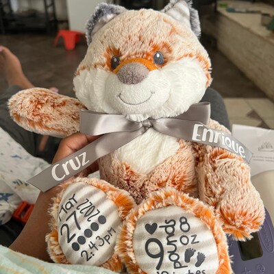Fox Birth Stats Stuffed Animal, Personalized Plush Fox Birth ...