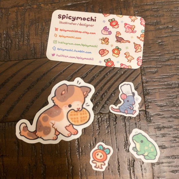 Waffle Cat Sticker / Cat Sticker / Kitten Sticker / Cute Animal Sticker ...