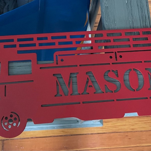 Fire Engine Ladder Truck Monogram, Fireman, Metal Sign, Art, Wall Decor ...