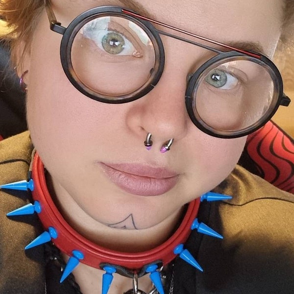 Punk Choker With Long Spikes/vegan Leather Punk Necklace/spiked Choker ...