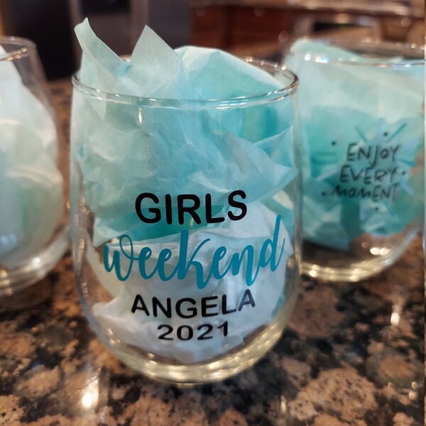 DIY Custom Wine Glass Decals, Girls Weekend Party Decals, Personalized ...