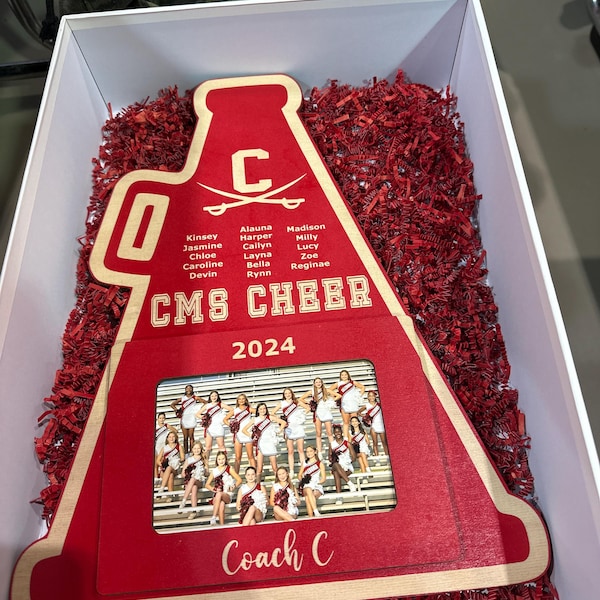 Personalized Cheerleading Coach Gift: Megaphone Plaque, Photo Frame - Etsy