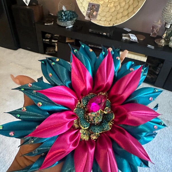 Flower Brooch Purple Bling Petals Pin Corsage - Etsy