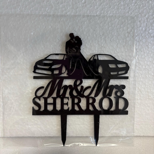 Car Wedding Cake Topper, Custom Car Silhouette Topper, Drivers Wedding ...