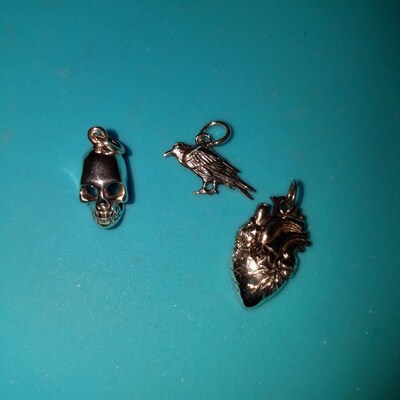 Sterling Silver Raven Charm Baltimore Ravens, Double Sided Raven Charm ...