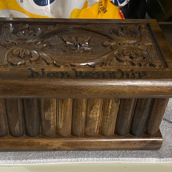 Personalized Puzzle Box , Hand Carved Wooden Secret Lock Box, Vintage ...