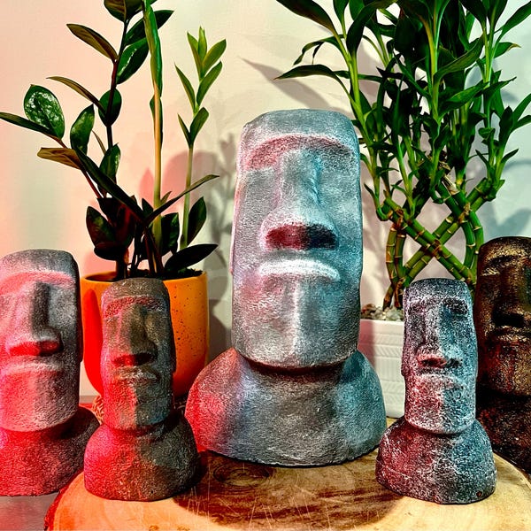 Replica Moai 10" Easter Island Head Cement Garden Statue With Hide-a ...