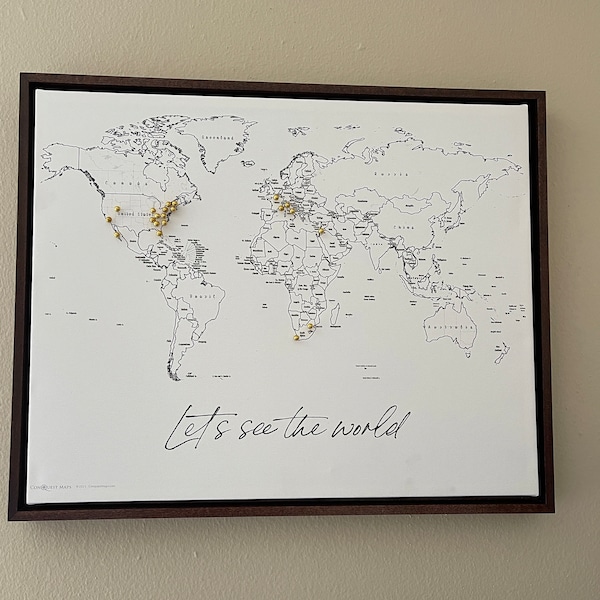 Push Pin Mini World Travel Map - Countries Labeled - Personalizable ...