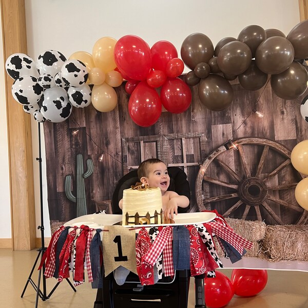 My First Rodeo Balloon Arch | Western Theme, First Birthday, Red ...