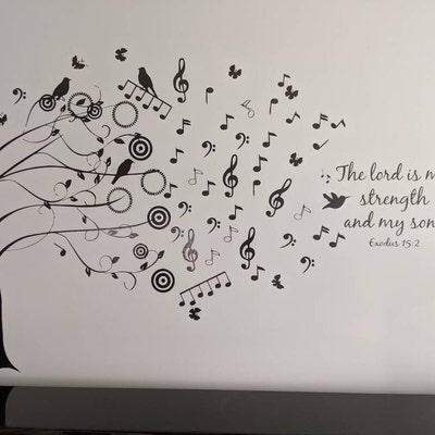 Music Notes Tree Wall Decal Music Wall Decor Music Instrument Wall ...