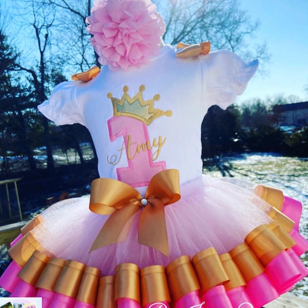 1st Birthday Applique Embroidery Design, Princess Crown, Girl's First ...