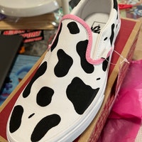 Pink Cow Print Vans Hand-painted Slip-on Vans Pink Cow Print Strawberry ...
