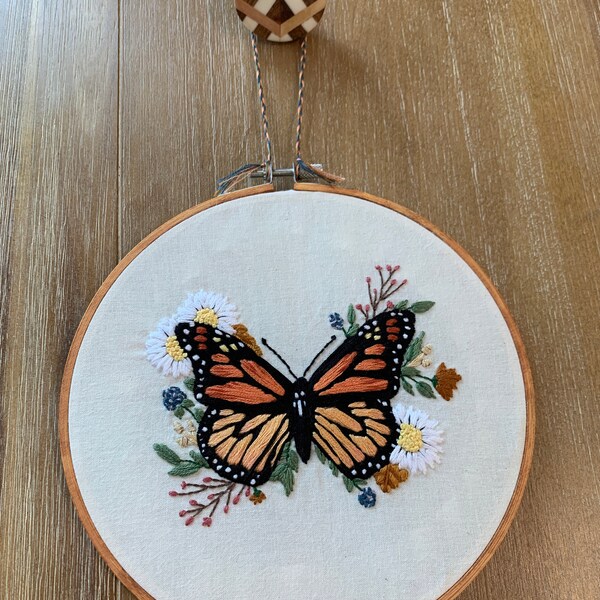 Monarch Embroidery Pattern, Hand Embroidery, Botanical Embroidery ...
