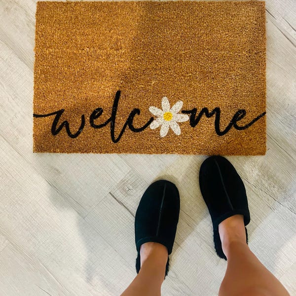 Daisy Doormat, Flower Doormat, Floral Door Mat, Spring Welcome Mats ...
