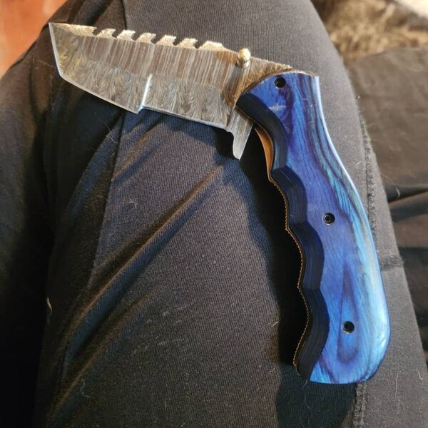 Hand Forged Engraved Copper Handle Damascus Knife, Pocket Knife ...