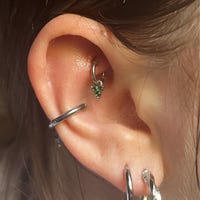 Dainty Triple Chain Helix Piercing, Cartilage Piercing, Hoop Huggies ...