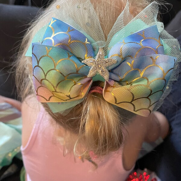 Jumbo Little Mermaid Bow Jumbo Mermaid Bow With Glittery Tulle Mermaid ...