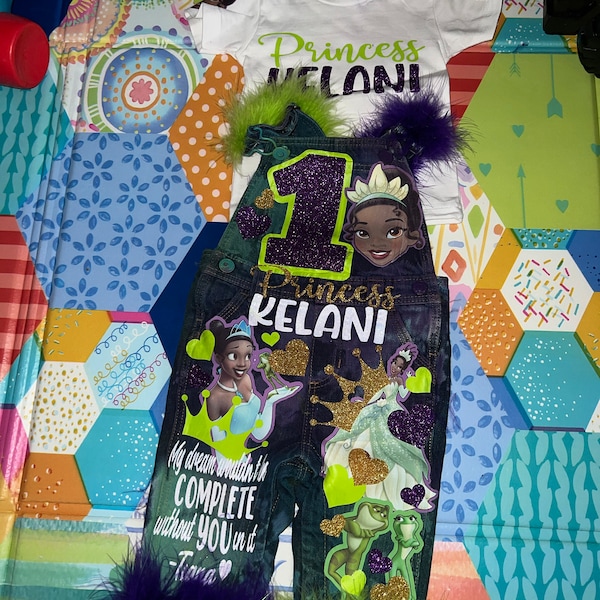 Princess Purple Green OVERALLS Birthday Overalls Custom Denim Birthday ...