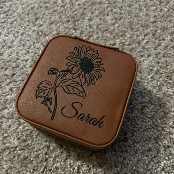 Custom Sunflower Jewelry Case, Sunflower Monogram Jewelry Case ...