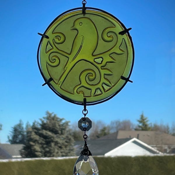 Handmade Sun With A Face Recycled Wine Bottle Glass Medallion ...