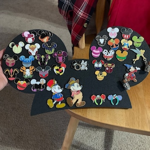 Painted Black Mickey Ears Pin Display, Mickey Ears, Disney Pin Board ...
