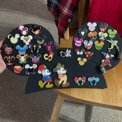 Painted Black Mickey Ears Pin Display, Mickey Ears, Disney Pin Board ...