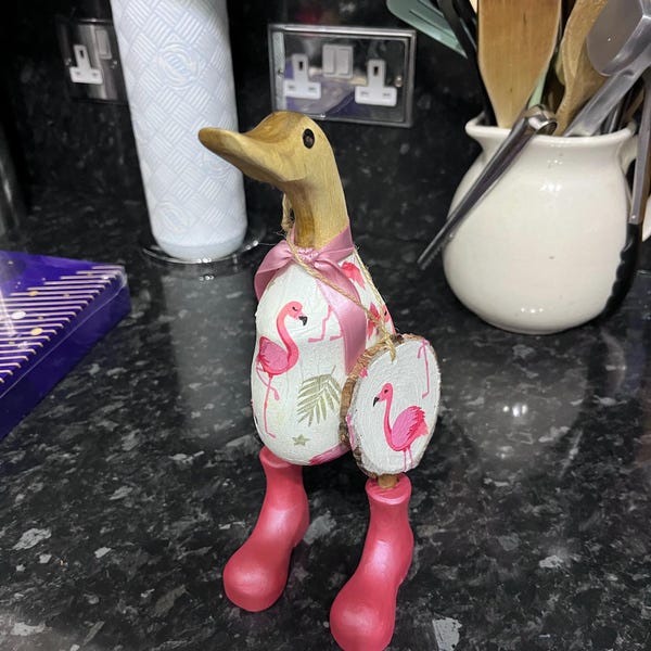 Wooden Ducks in Wellies - Spring Dandelions/bee/butterfly Design ...