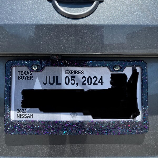 Custom Color Glitter Resin License Plate Frame With Glow in the Dark ...